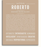 Roberto Personalized Name Meaning Art Prints – Name Stories