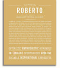 Roberto Personalized Name Meaning Art Prints – Name Stories