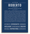 Roberto Personalized Name Meaning Art Prints – Name Stories