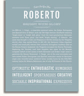 Roberto Personalized Name Meaning Art Prints – Name Stories