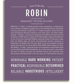 Robin Personalized Name Meaning Art Prints – Name Stories