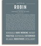 Robin Personalized Name Meaning Art Prints – Name Stories