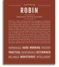 Robin Personalized Name Meaning Art Prints – Name Stories
