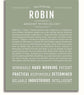 Robin Personalized Name Meaning Art Prints – Name Stories