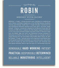 Robin Personalized Name Meaning Art Prints – Name Stories