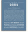 Robin Personalized Name Meaning Art Prints – Name Stories