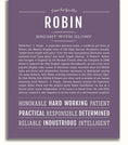 Robin (male) | Name Art Print – Name Stories