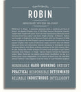 Robin Personalized Name Meaning Art Prints – Name Stories