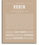 Robin Personalized Name Meaning Art Prints – Name Stories