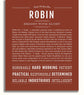 Robin Personalized Name Meaning Art Prints – Name Stories