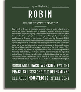 Robin (male) | Name Art Print – Name Stories