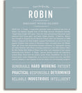 Robin Personalized Name Meaning Art Prints – Name Stories