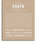 Robyn Personalized Name Meaning Art Prints – Name Stories