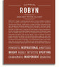 Robyn Personalized Name Meaning Art Prints – Name Stories