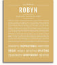 Robyn Personalized Name Meaning Art Prints – Name Stories