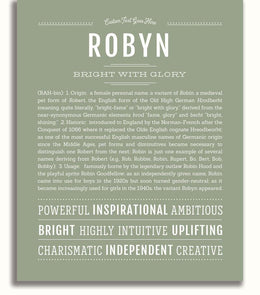 Robyn Personalized Name Meaning Art Prints – Name Stories