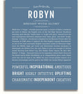 Robyn Personalized Name Meaning Art Prints – Name Stories