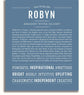Robyn Personalized Name Meaning Art Prints – Name Stories