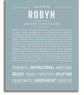 Robyn Personalized Name Meaning Art Prints – Name Stories