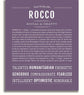 Rocco Personalized Name Meaning Art Prints – Name Stories
