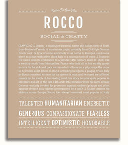 Rocco Personalized Name Meaning Art Prints – Name Stories