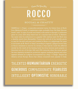 Rocco Personalized Name Meaning Art Prints – Name Stories