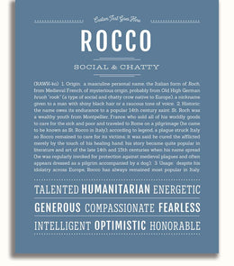 Rocco Personalized Name Meaning Art Prints – Name Stories