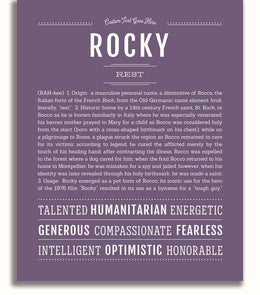 Rocky Personalized Name Meaning Art Prints – Name Stories