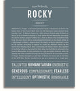 Rocky Personalized Name Meaning Art Prints – Name Stories