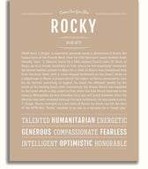 Rocky Personalized Name Meaning Art Prints – Name Stories
