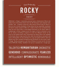 Rocky Personalized Name Meaning Art Prints – Name Stories
