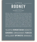 Rodney Personalized Name Meaning Art Prints – Name Stories