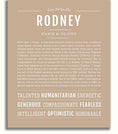 Rodney Personalized Name Meaning Art Prints – Name Stories