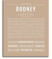 Rodney Personalized Name Meaning Art Prints – Name Stories