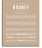 Rodney Personalized Name Meaning Art Prints – Name Stories