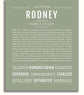 Rodney Personalized Name Meaning Art Prints – Name Stories