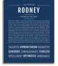 Rodney Personalized Name Meaning Art Prints – Name Stories