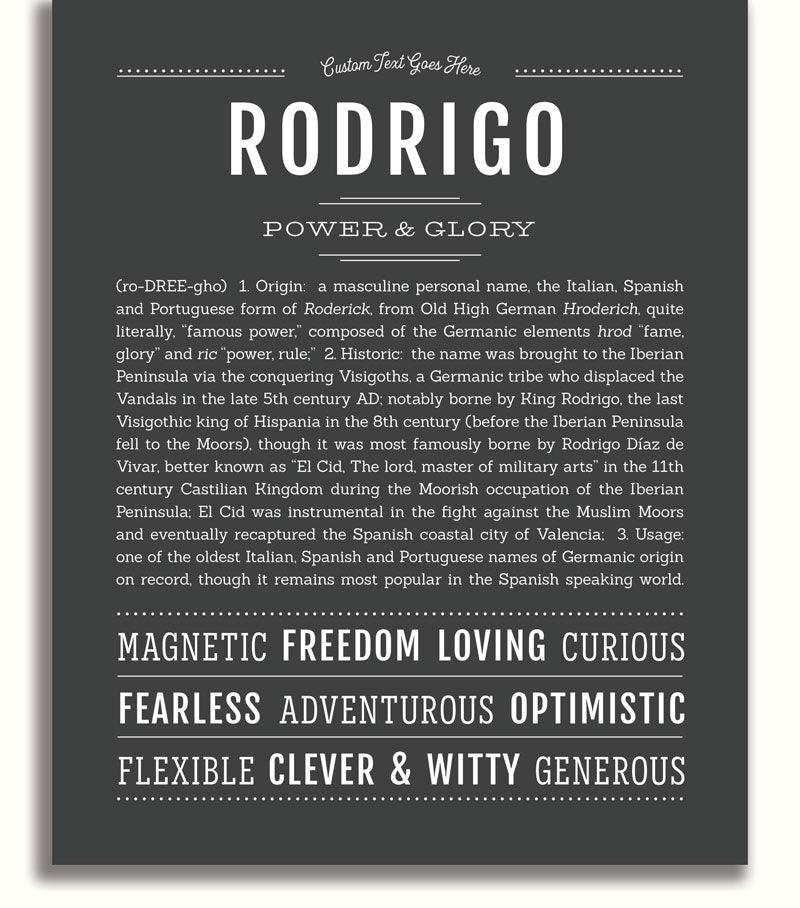 Rodrigo Personalized Name Meaning Art Prints – Name Stories