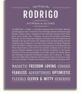 Rodrigo Personalized Name Meaning Art Prints – Name Stories