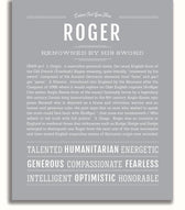 Roger Personalized Name Meaning Art Prints – Name Stories