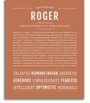 Roger Personalized Name Meaning Art Prints – Name Stories