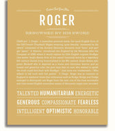 Roger Personalized Name Meaning Art Prints – Name Stories