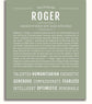 Roger Personalized Name Meaning Art Prints – Name Stories