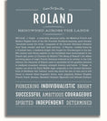 Roland Personalized Name Meaning Art Prints – Name Stories