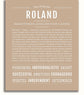 Roland Personalized Name Meaning Art Prints – Name Stories