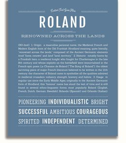Roland Personalized Name Meaning Art Prints – Name Stories