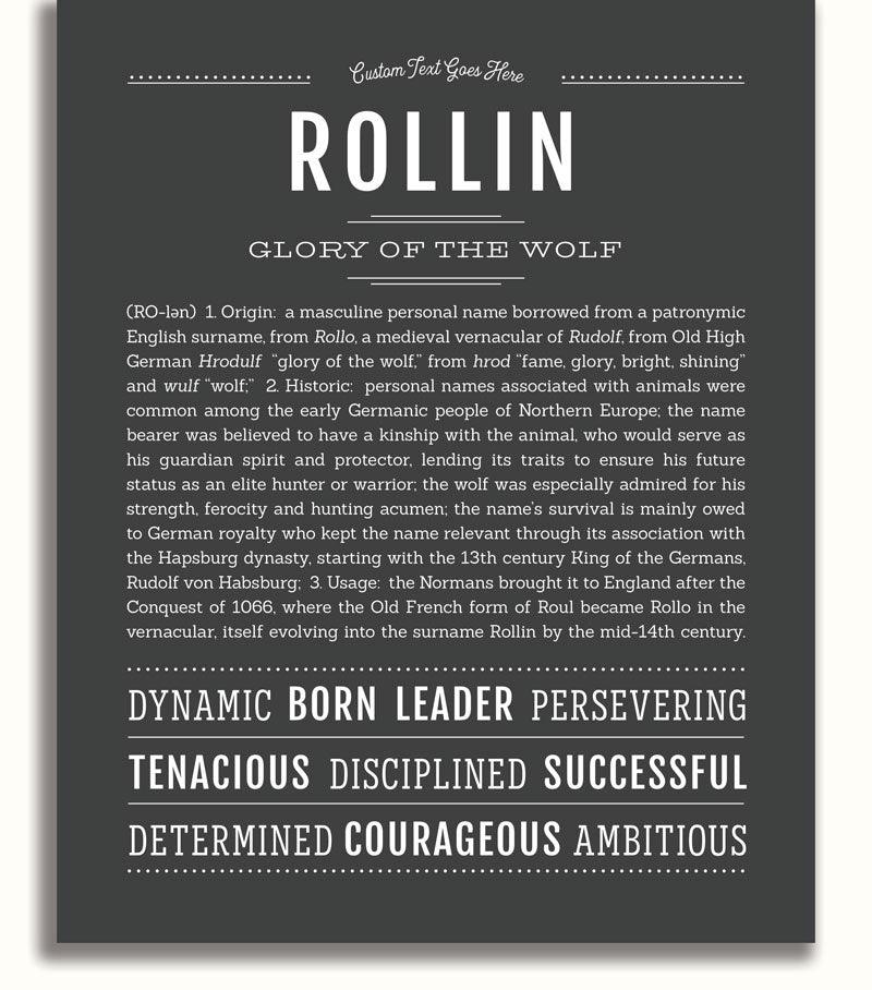 Rollin Personalized Name Meaning Art Prints – Name Stories