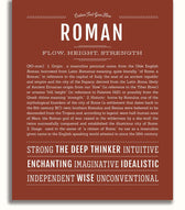 Roman Personalized Name Meaning Art Prints – Name Stories