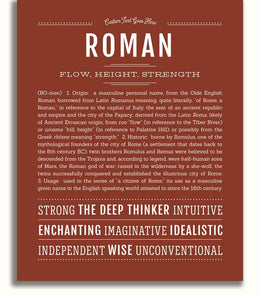 Roman Personalized Name Meaning Art Prints – Name Stories