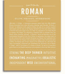 Roman Personalized Name Meaning Art Prints – Name Stories